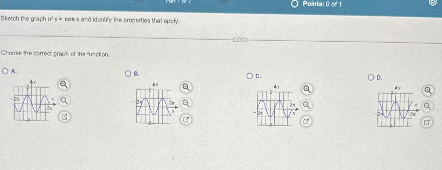 Solved Sketch the graph of y=cosx ﻿and identify the | Chegg.com