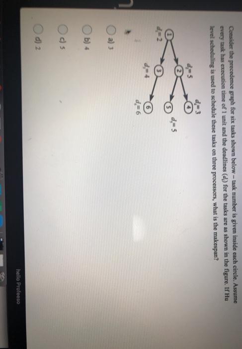 Solved Consider the precedence graph for six tasks shown | Chegg.com