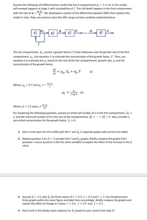 Solved Assume the following cell differentiation model that | Chegg.com