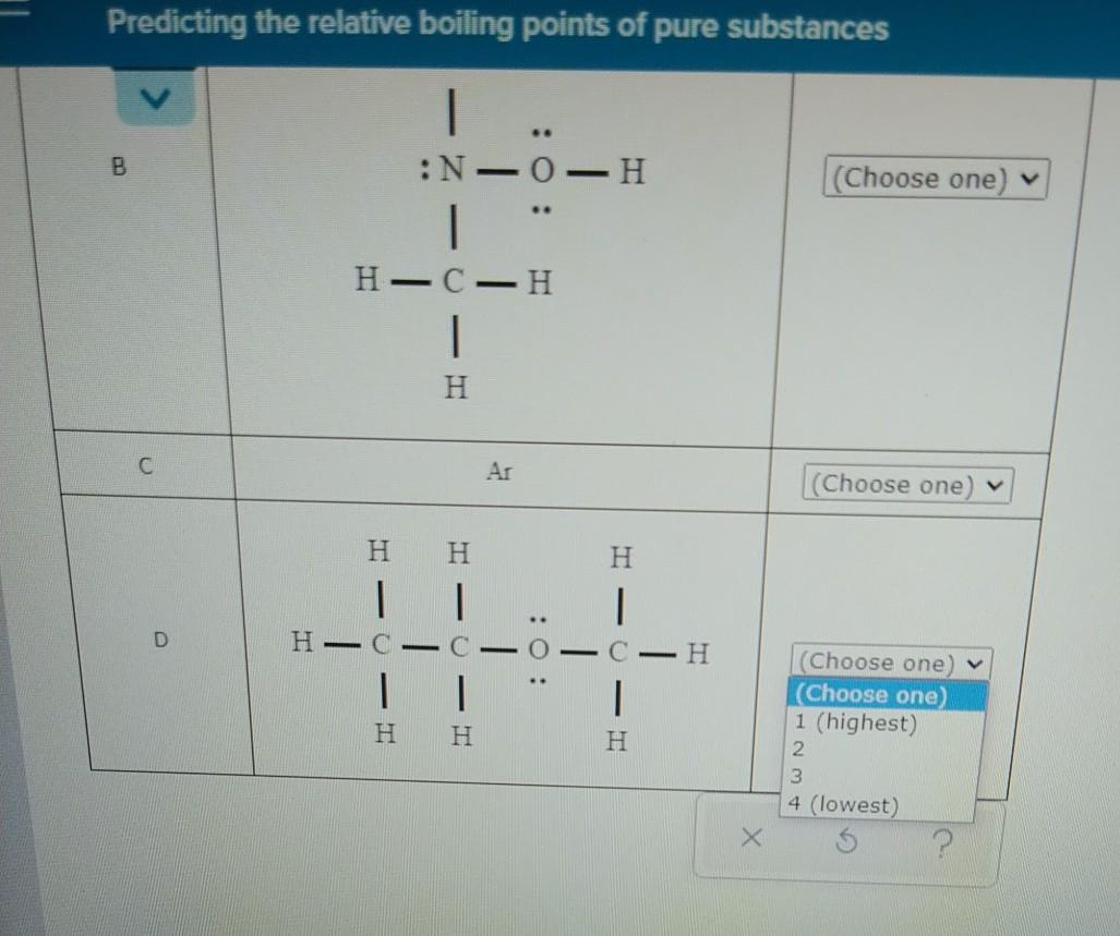 Solved MI Predicting the relative boiling points of pure | Chegg.com