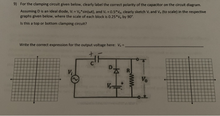 Solved 9) For the clamping circuit given below, clearly | Chegg.com