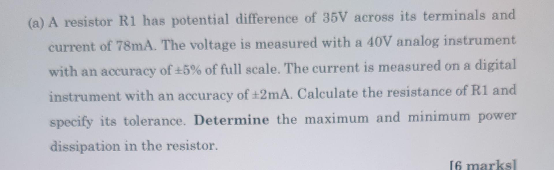 Solved (a) A resistor R1 has potential difference of 35 V | Chegg.com