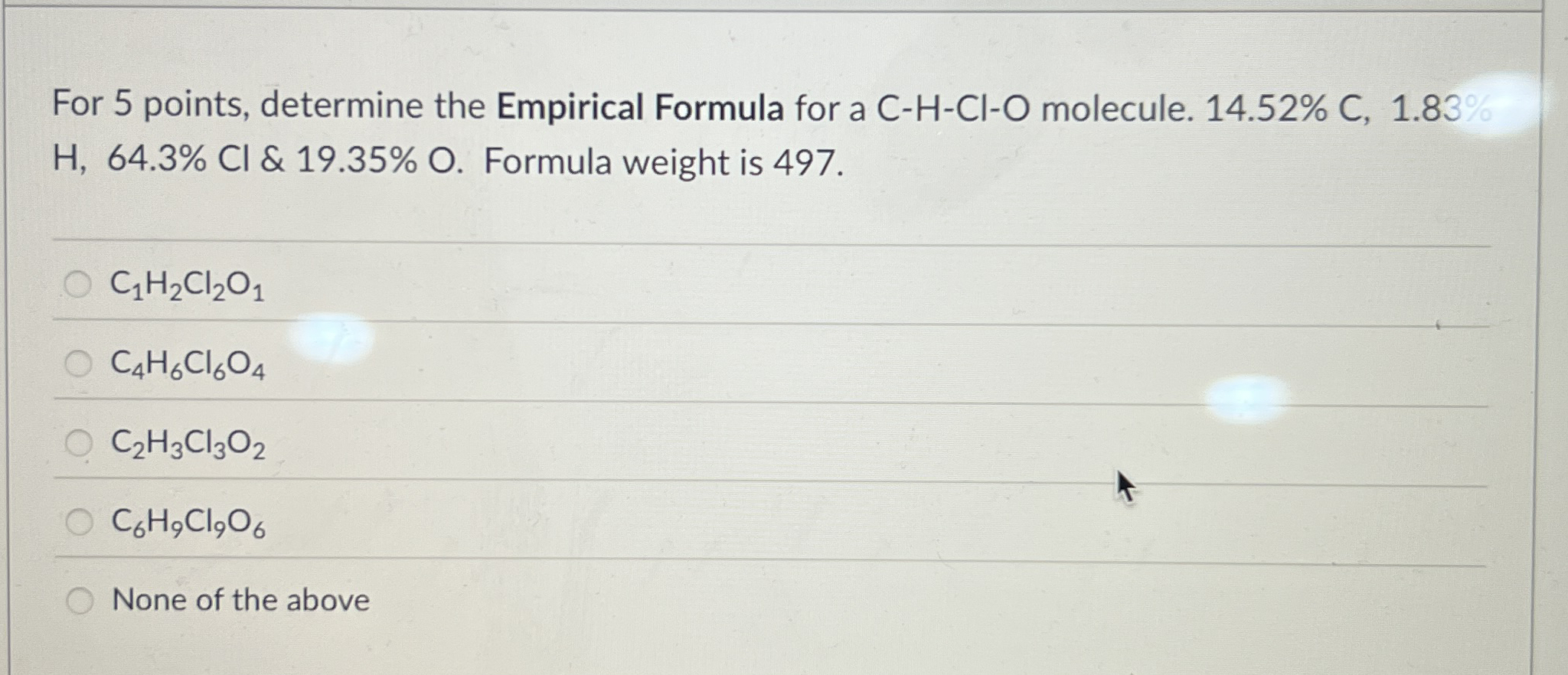 Solved For 5 ﻿points, determine the Empirical Formula for a | Chegg.com