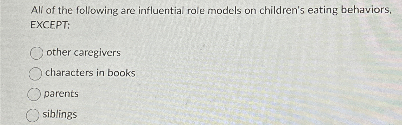 Solved All of the following are influential role models on | Chegg.com