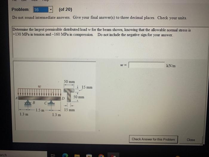Solved determine the largest permissible distributed load w | Chegg.com