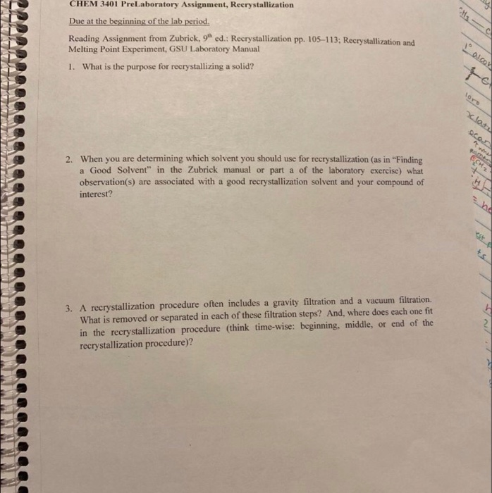 CHEM 3401 PreLaboratory Assignment, M Melting Point | Chegg.com