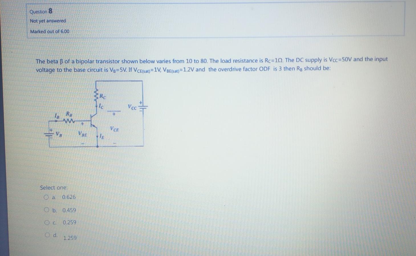 Solved The beta β of a bipolar transistor shown below varies | Chegg.com