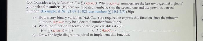 Q4. The logic function you found in the question 3 | Chegg.com