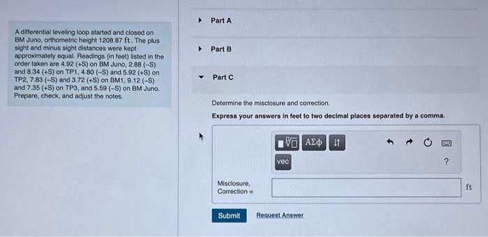 Solved Determine The Misclosure And Correction Express Your