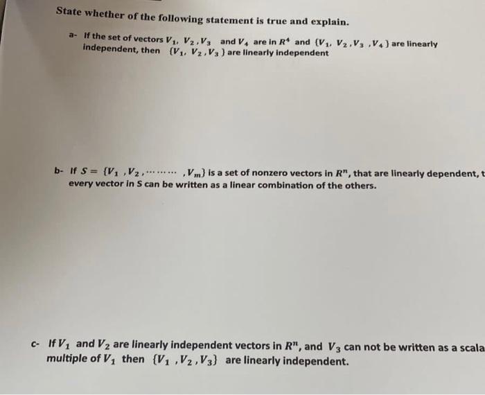 Solved State whether of the following statement is true and | Chegg.com