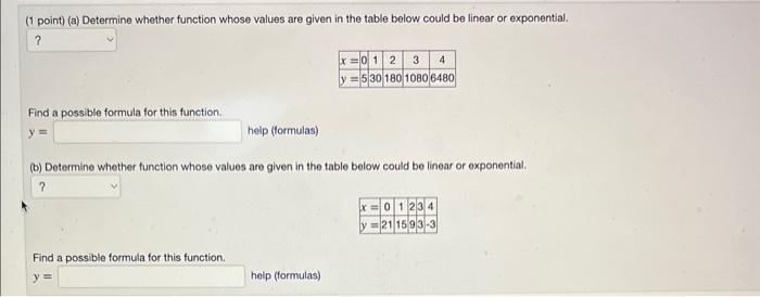 Solved (1 point) (a) Determine whether function whose values | Chegg.com