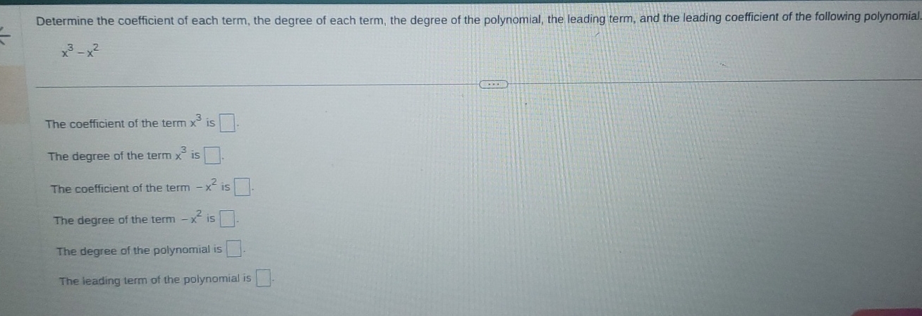 Solved Determine the coefficient of each term, the degree of | Chegg.com