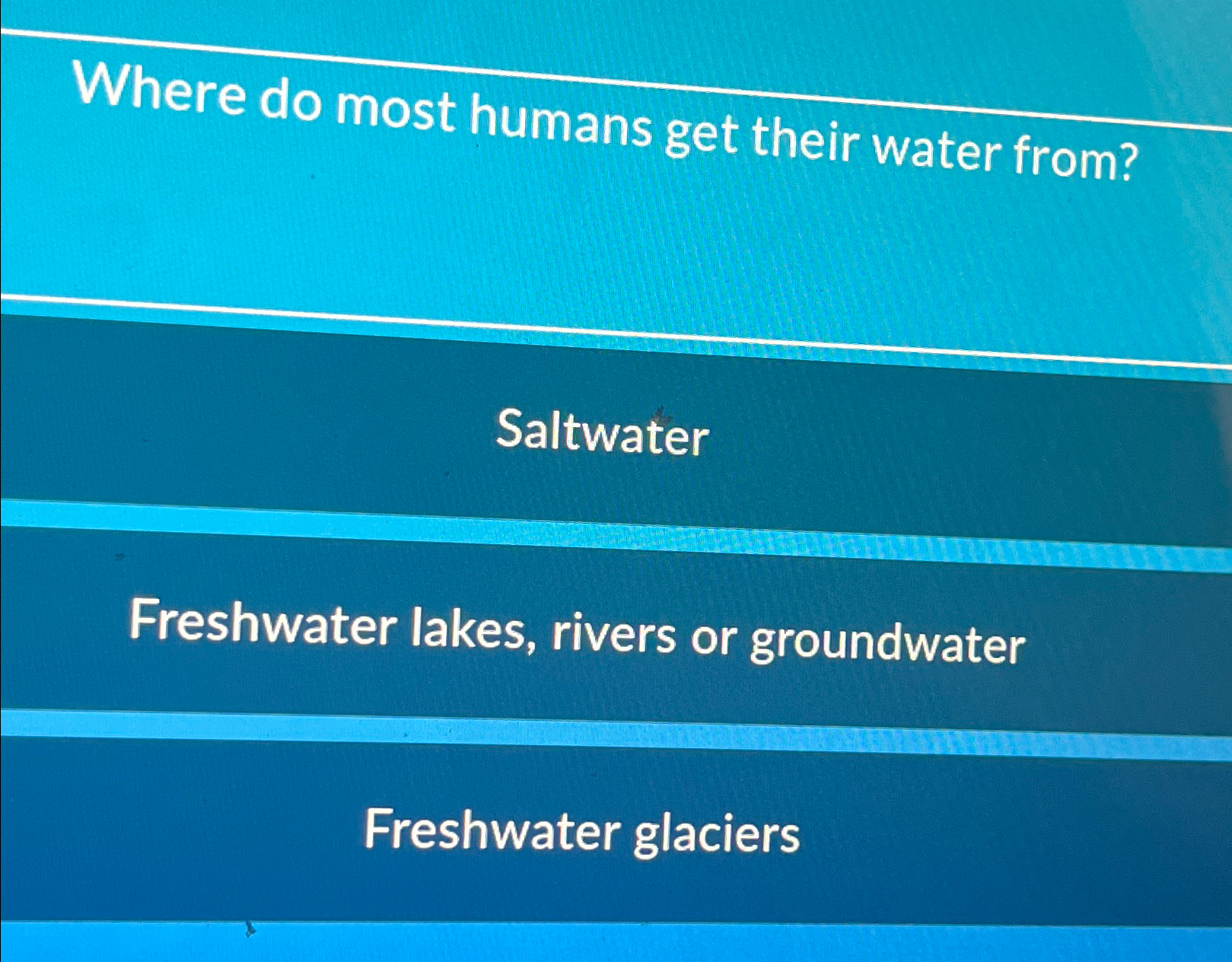Solved Where do most humans get their water | Chegg.com