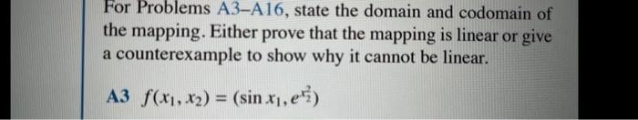 Solved For Problems A3-A16, state the domain and codomain of | Chegg.com