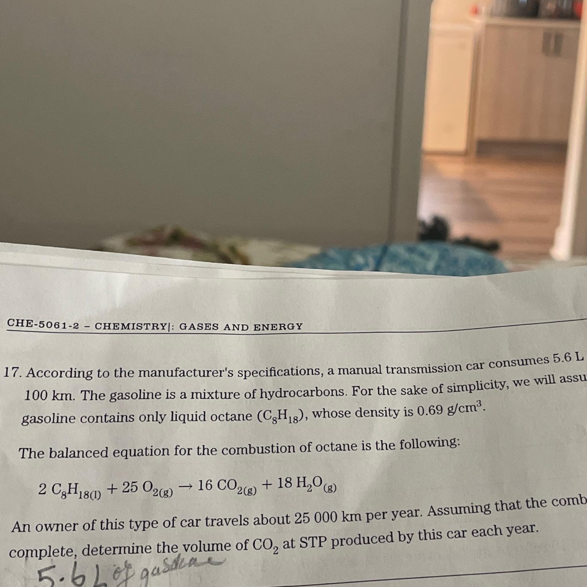 Solved CHE-5061-2 - ﻿CHEMISTRY|: GASES AND ENERGY17. | Chegg.com
