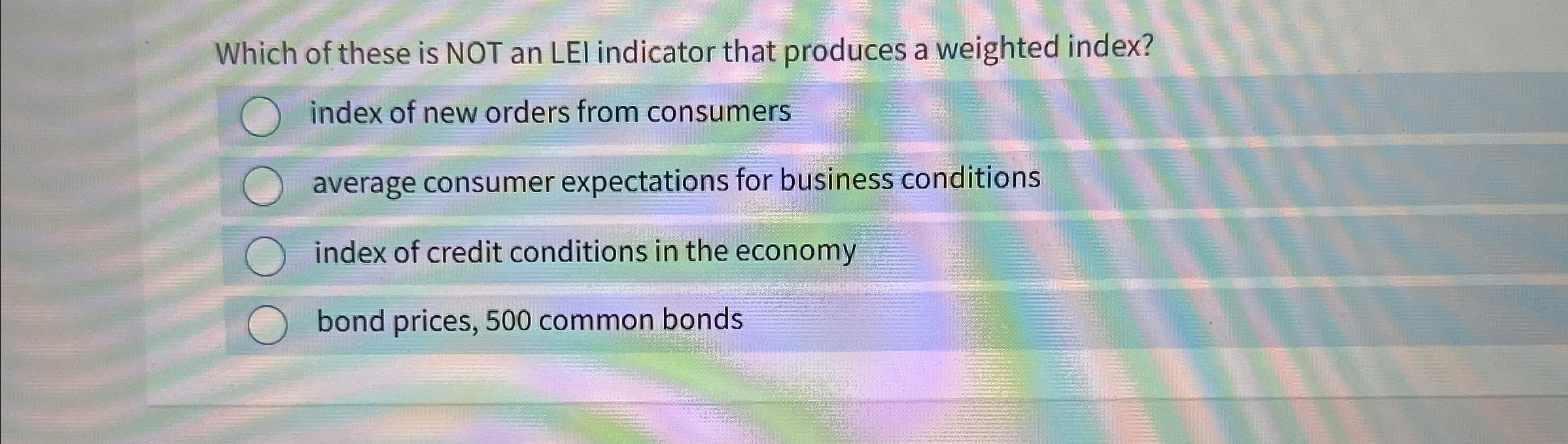 Solved Which of these is NOT an LEl indicator that produces | Chegg.com