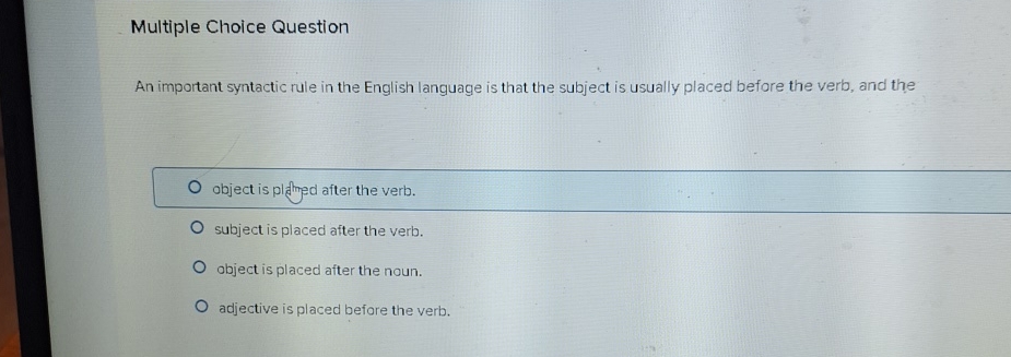 Solved Multiple Choice QuestionAn important syntactic rule | Chegg.com