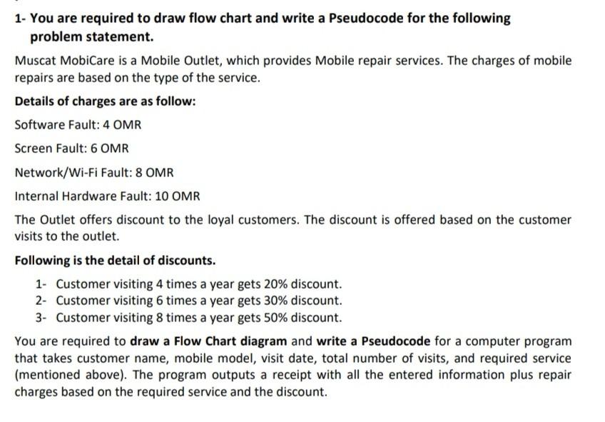 Solved 1. You are required to draw flow chart and write a | Chegg.com