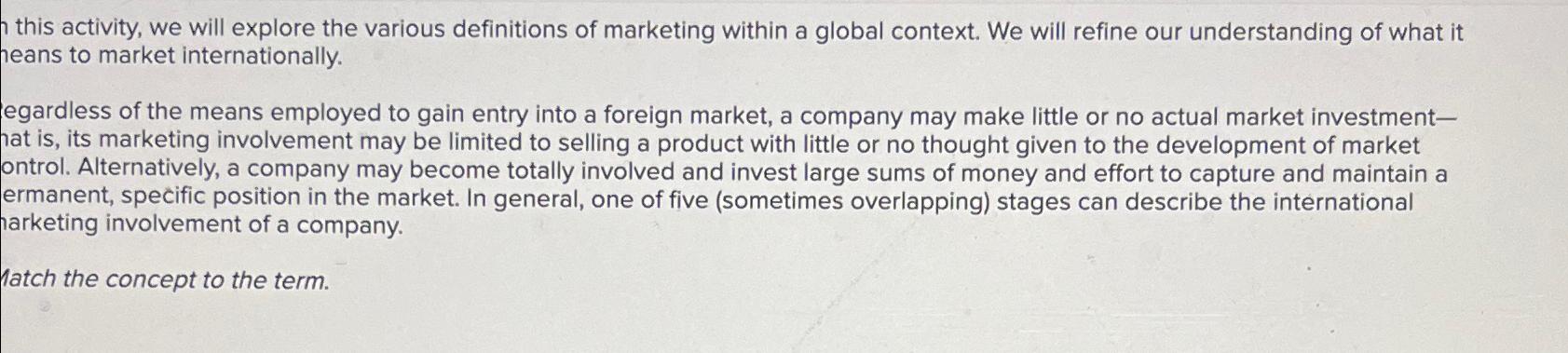 Solved this activity, we will explore the various | Chegg.com