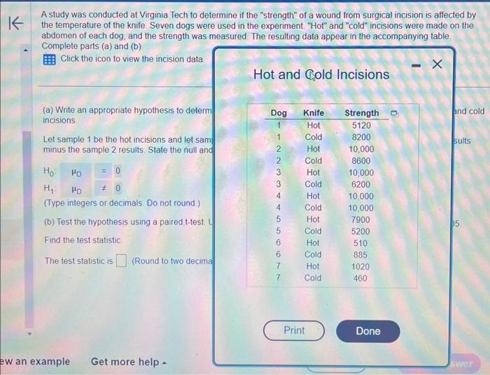 Solved A study was conducted at Virginia Tech to determine | Chegg.com