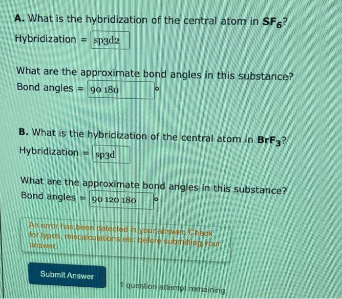 Solved A. What is the hybridization of the central atom in | Chegg.com