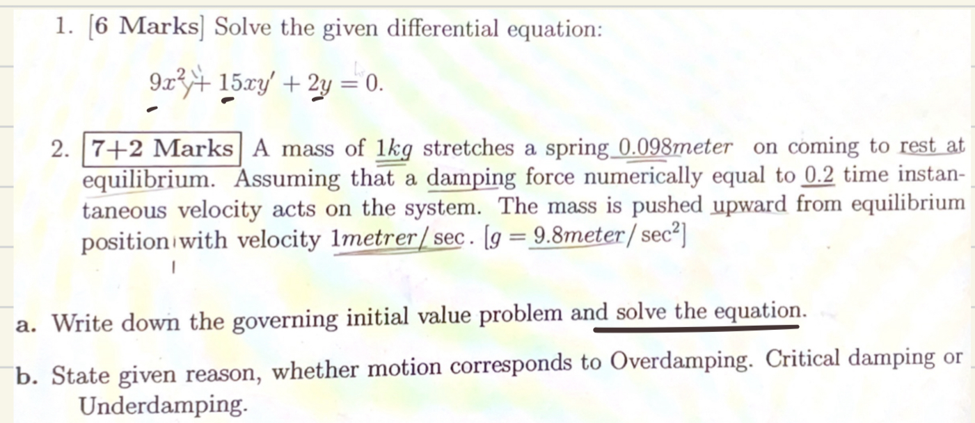 Solved [6 ﻿Marks] ﻿Solve the given differential | Chegg.com