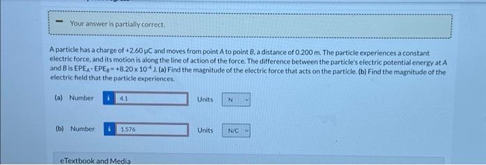 Solved - Your answer is partially correct. A particle has a | Chegg.com
