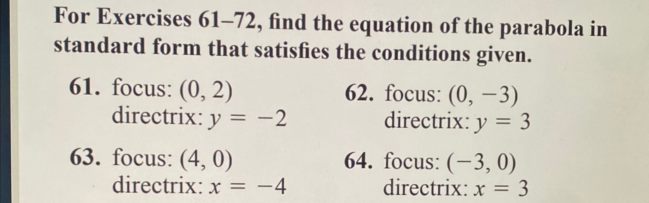 Solved For Exercises 61-72, ﻿find the equation of the | Chegg.com