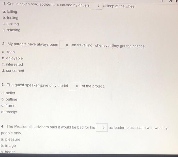 Solved Q5. Complete each sentence with one of the following | Chegg.com