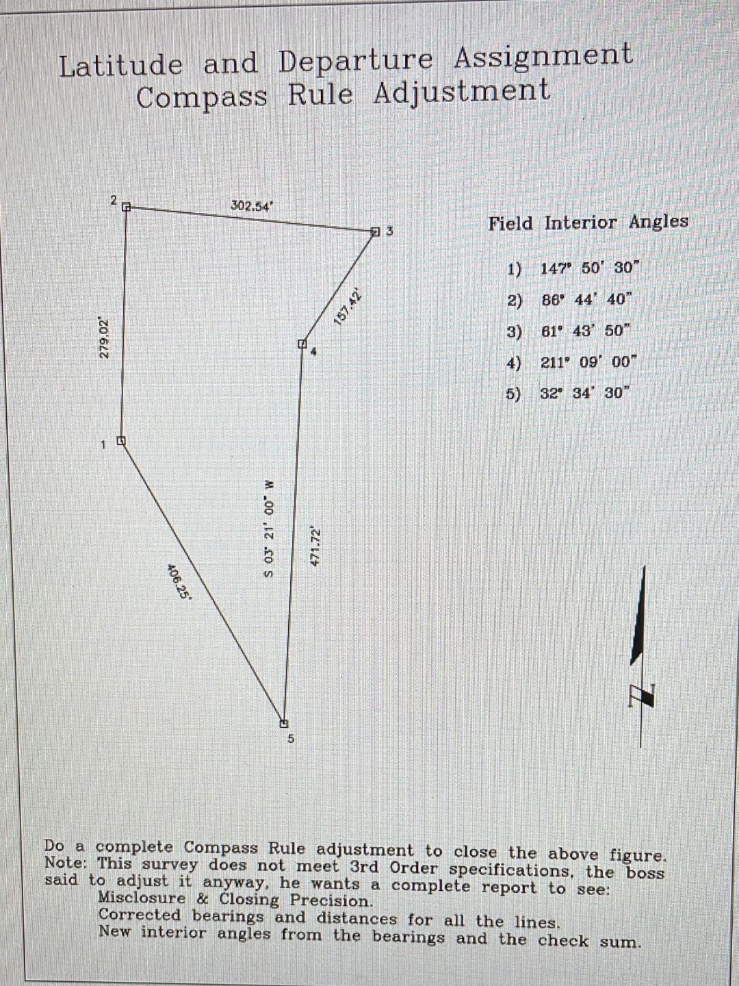 Solved Latitude and Departure Assignment Compass Rule | Chegg.com