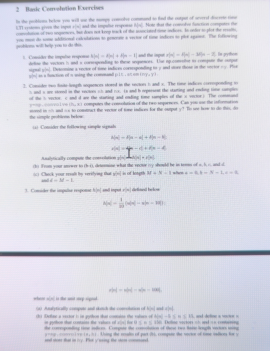 Solved 2 ﻿Basic Convolution ExercisesIn the problems below | Chegg.com