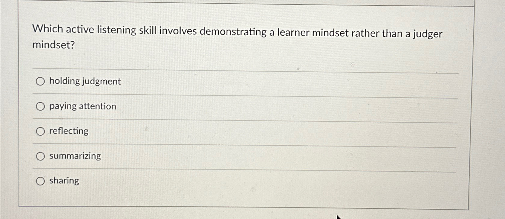Solved Which active listening skill involves demonstrating a | Chegg.com