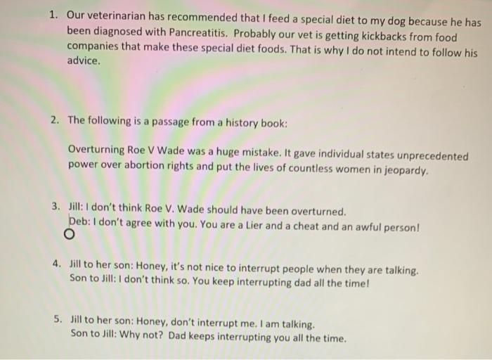 Logical Fallacies The following are the types of | Chegg.com