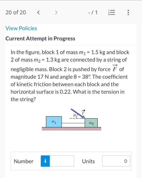 Solved In the figure, block 1 of mass m1=1.5 kg and block 2 | Chegg.com