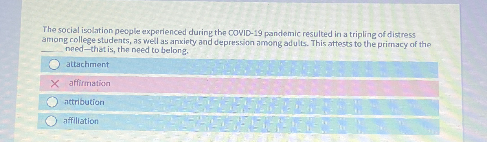 Solved The social isolation people experienced during the | Chegg.com