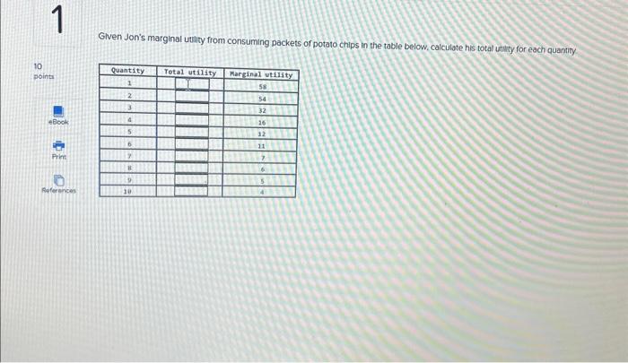 Solved Given Jon's marginal uulity from consuming packets of | Chegg.com
