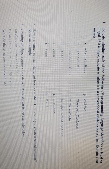 Solved 1 Indicate Whether Each Of The Following C 0954