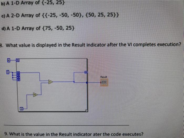 Solved b) A 1-D Array of {-25, 25) c) A 2-D Array of {{-25, | Chegg.com