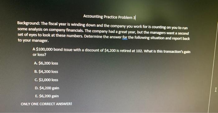 Solved Accounting Practice Problem 3| Background: The fiscal | Chegg.com