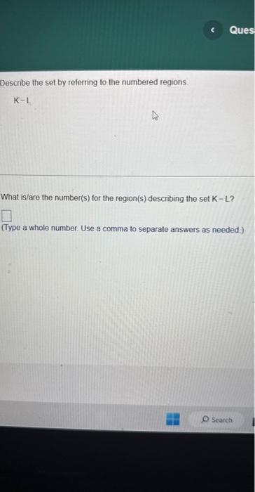 Solved Describe the set by referring to the numbered | Chegg.com
