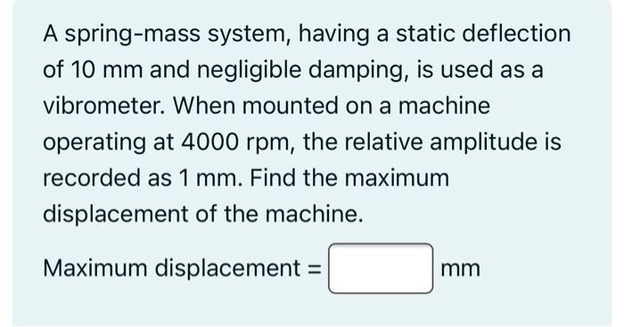 Solved A spring-mass system, having a static deflection of | Chegg.com