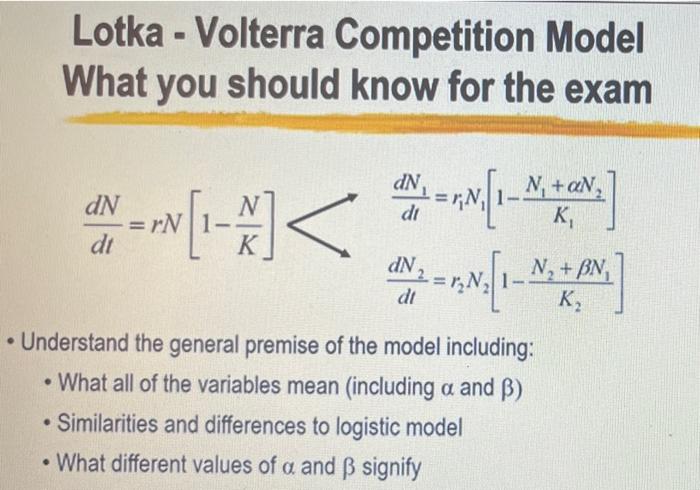 Solved Lotka - Volterra Competition Model What you should | Chegg.com