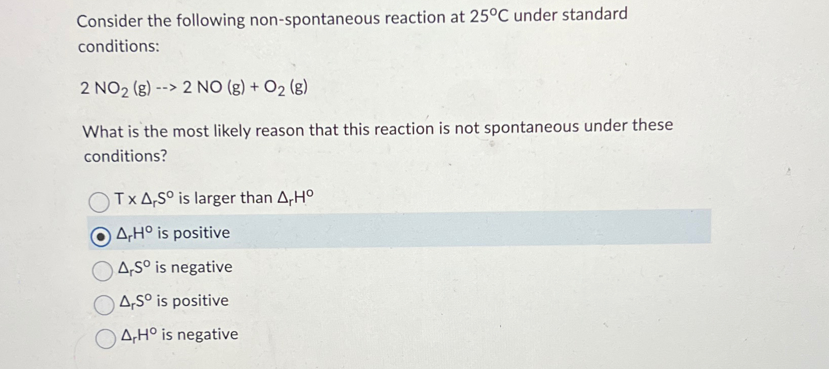 Solved Consider the following non-spontaneous reaction at | Chegg.com