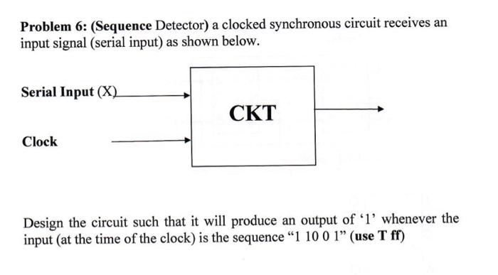 Solved Problem 6: (Sequence Detector) a clocked synchronous | Chegg.com