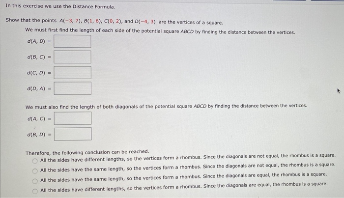 Solved In this exercise we use the Distance Formula. Show | Chegg.com