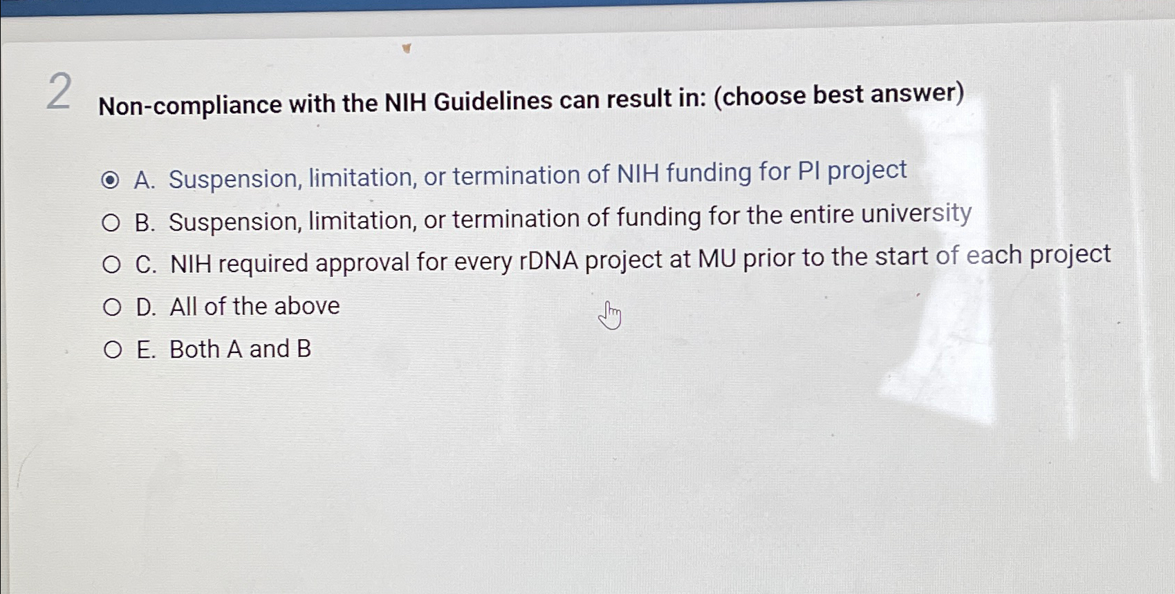 Solved Non-compliance with the NIH Guidelines can result in: | Chegg.com