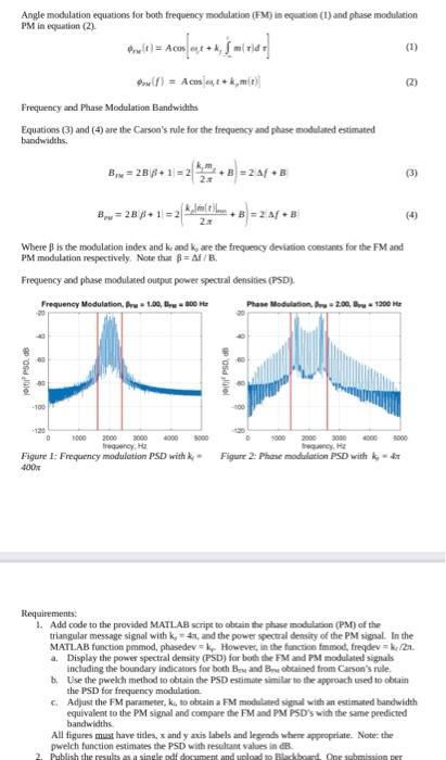 Solved Angle Modulation Equations For Both Frequency