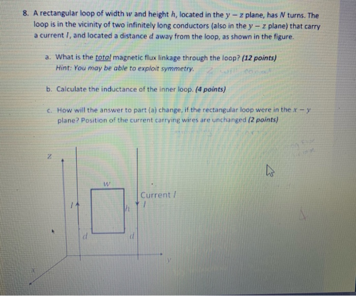 Solved 8. A rectangular loop of width w and height h, | Chegg.com