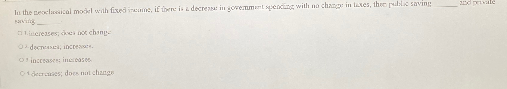 Solved In the neoclassical model with fixed income, if there | Chegg.com