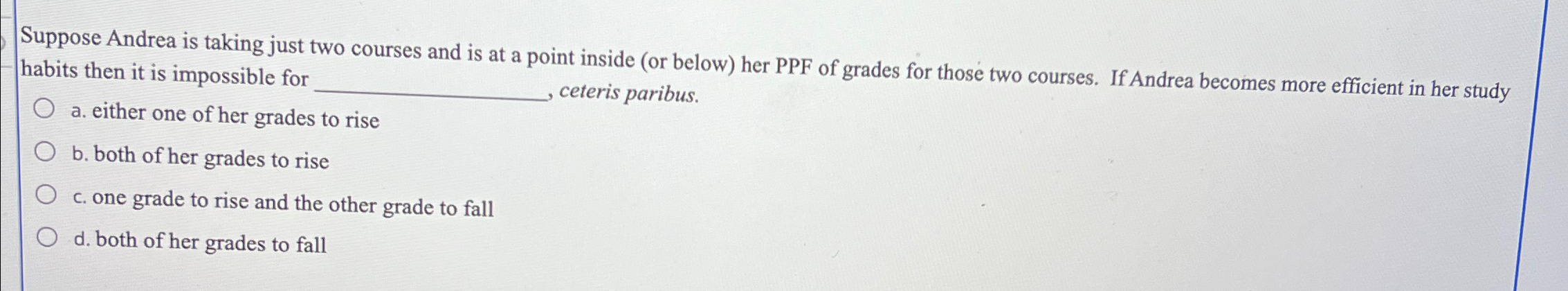 Solved Suppose Andrea is taking just two courses and is at a | Chegg.com